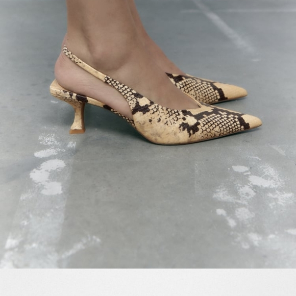 Zara | Shoes | Animal Print Slingback Heels | Poshmark